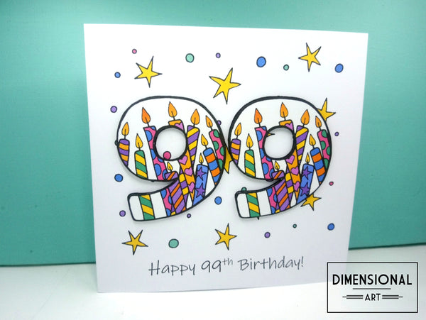 99th Number Candles Birthday Card – Dimensional Art